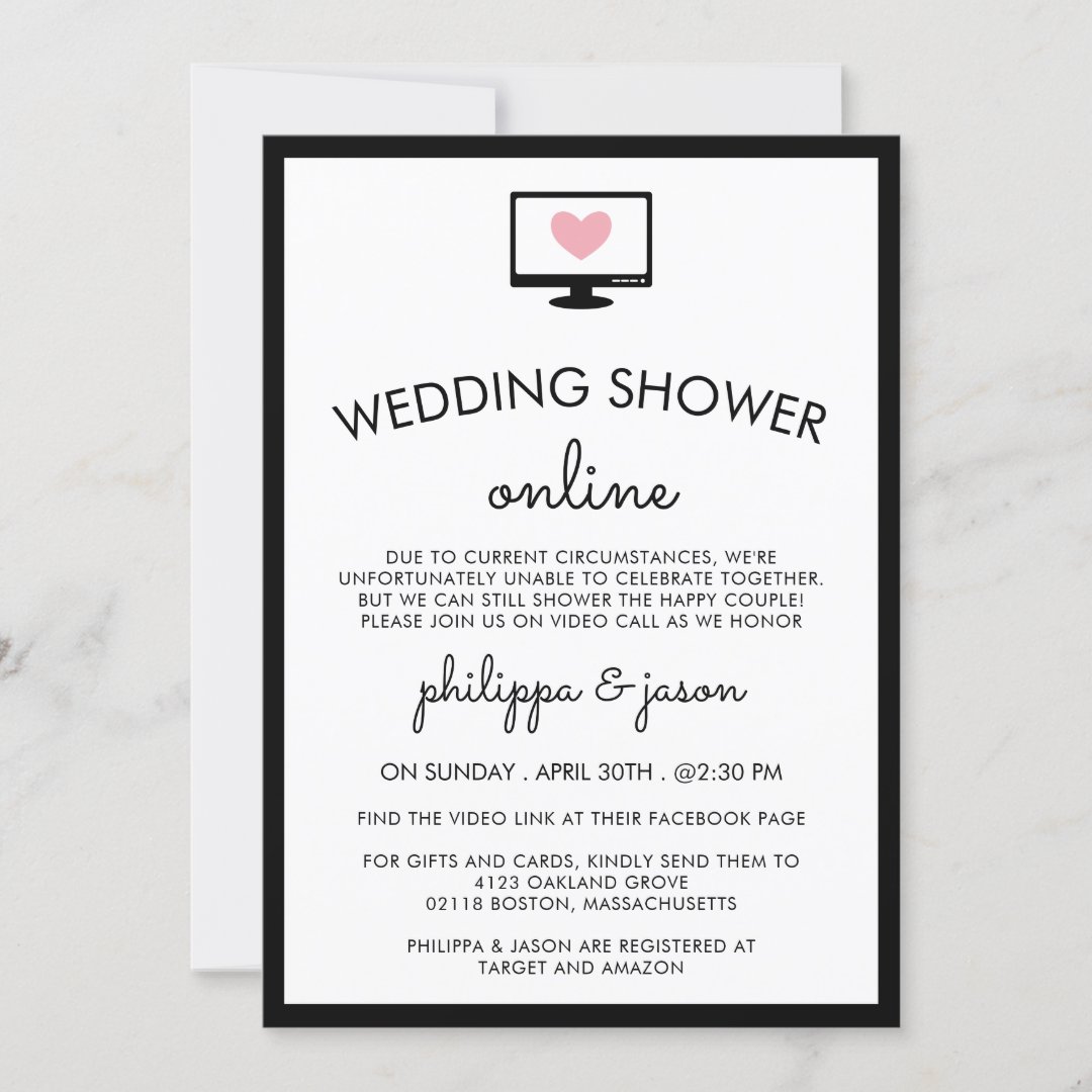 Cute Computer Virtual Couple's Wedding Shower Invitation | Zazzle