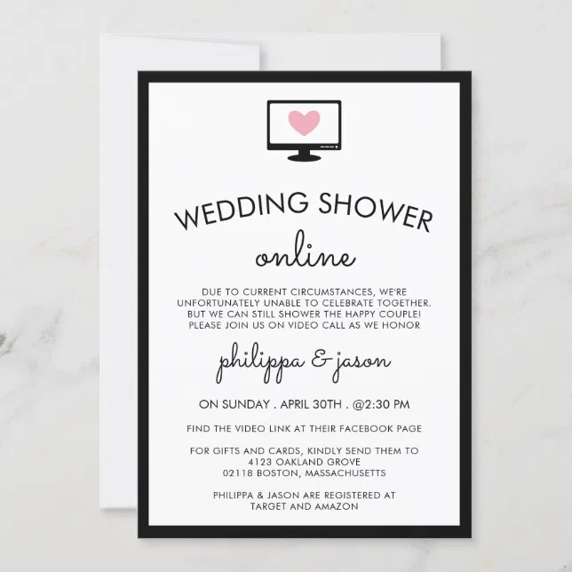 Cute Computer Virtual Couple's Wedding Shower Invitation | Zazzle