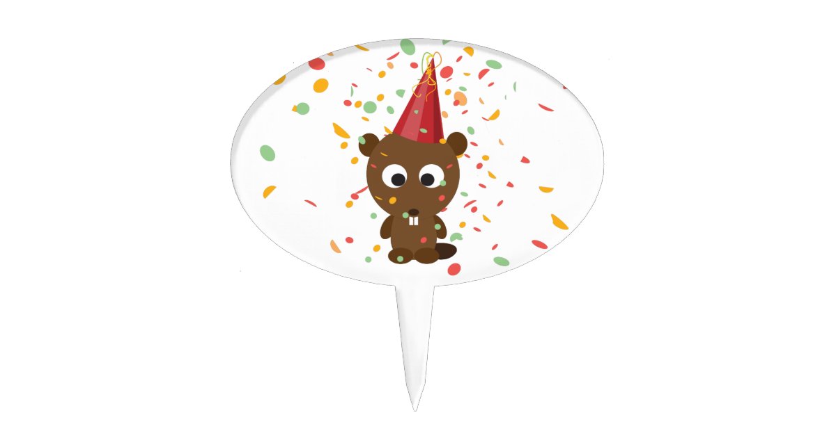 Cute Confetti Party Beaver Cake Topper | Zazzle