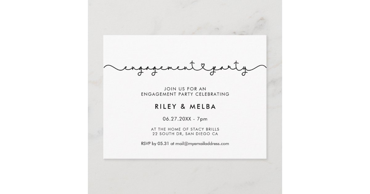 Cute connecting heart font Engagement party Postcard | Zazzle