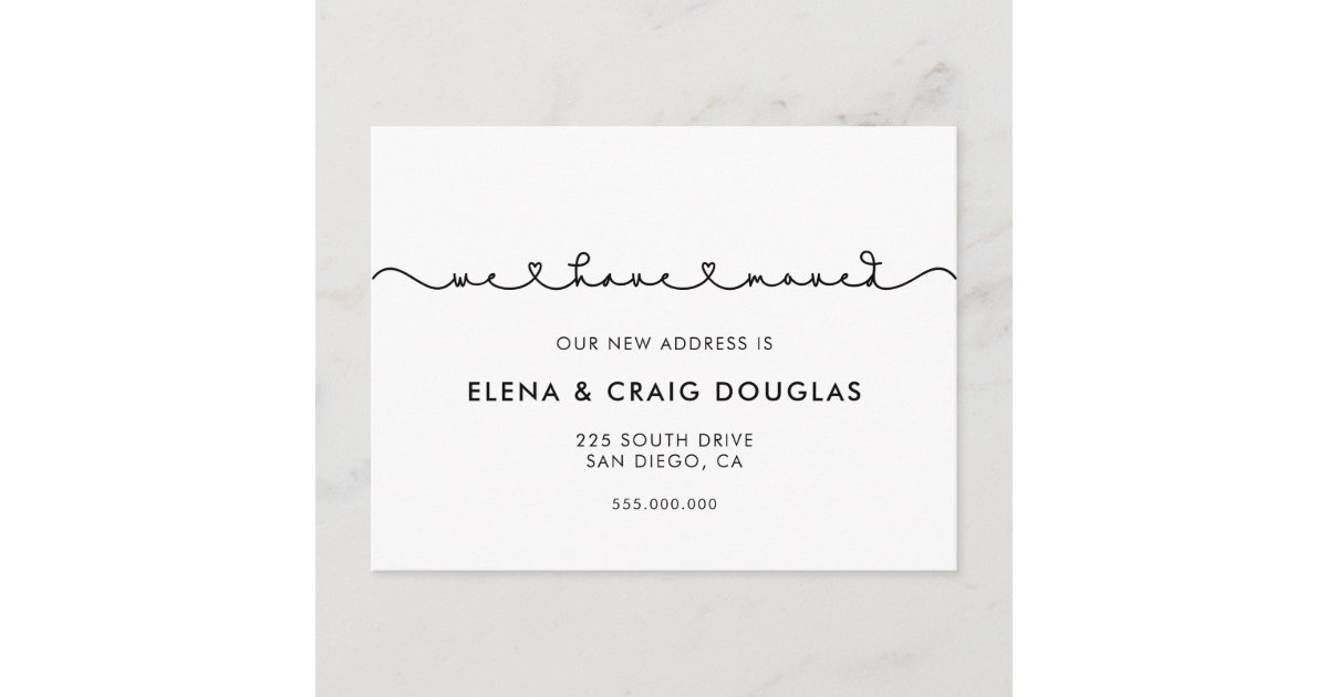 Cute connecting heart font moving announcement postcard | Zazzle
