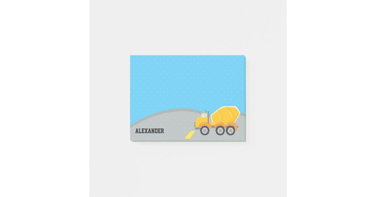 Cute Construction Cement Mixer Truck Vehicles Boys Post-it Notes | Zazzle