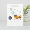Cute Construction Crane Vehicle Any Age Birthday Invitation | Zazzle