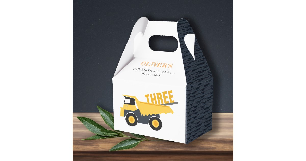 Cute Construction Dump Truck Any Age Birthday Favor Boxes | Zazzle