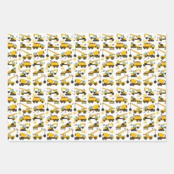 Cute Construction Kids Birthday Wrapping Paper Sheets | Zazzle