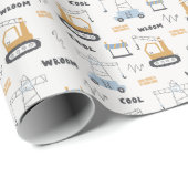 Cute Construction Site Bricks Crane Digger Kids Wrapping Paper | Zazzle