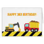 Boy's Custom Happy 3rd Birthday Construction Truck Card | Zazzle.com