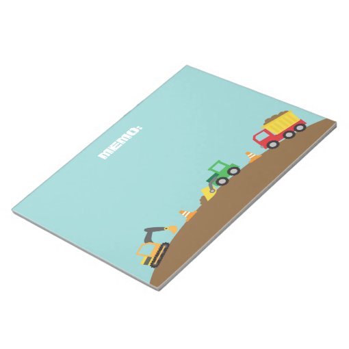 Cute Construction Vehicles For Boys Notepad | Zazzle