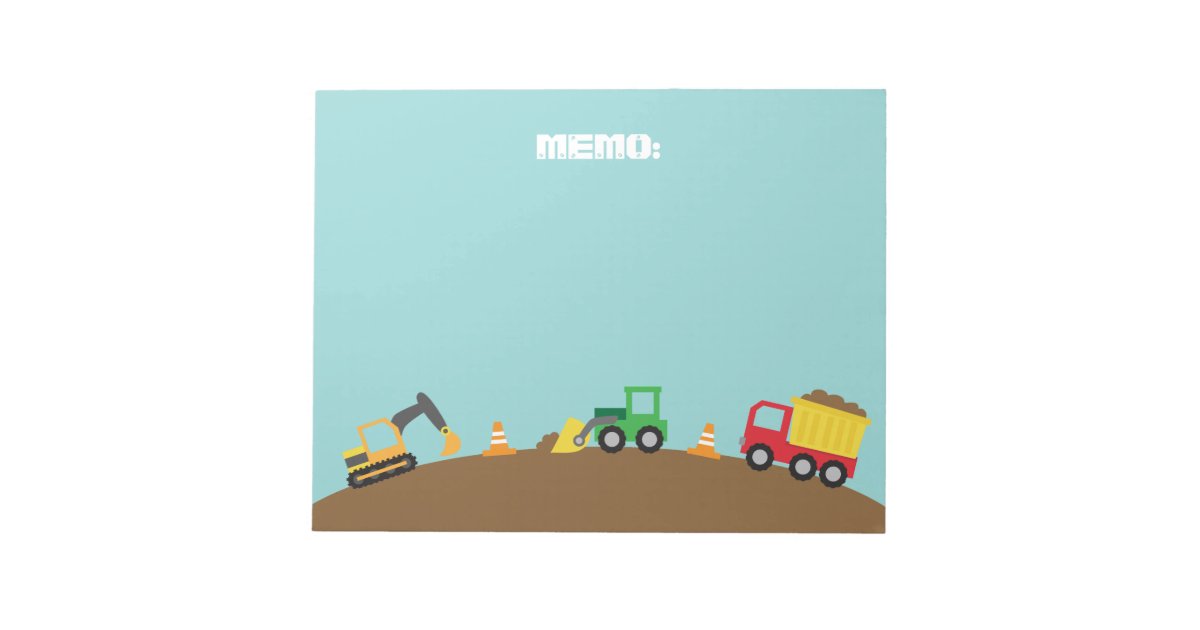 Cute Construction Vehicles For Boys Notepad | Zazzle