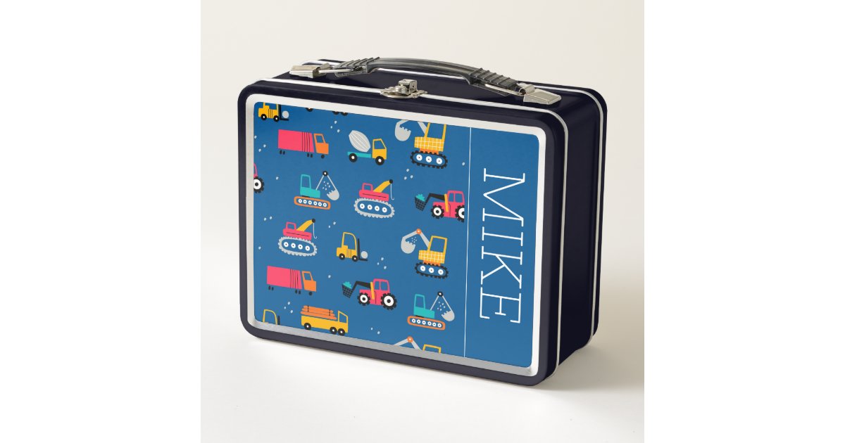 Cute Contruction Movers Pattern Metal Lunch Box | Zazzle