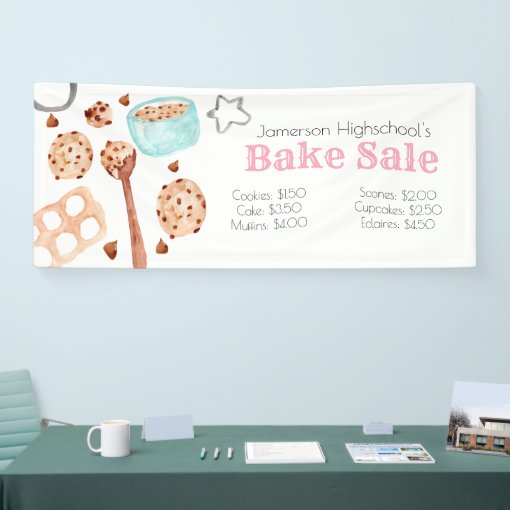 Cute cookie baking school bake sale banner | Zazzle