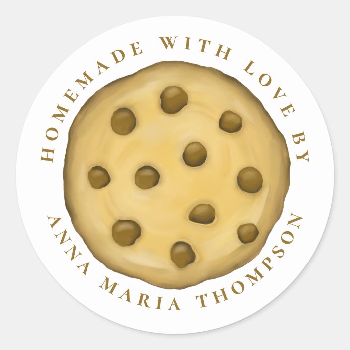 Cute Cookie Whimsical Homemade with Love Classic Round Sticker | Zazzle