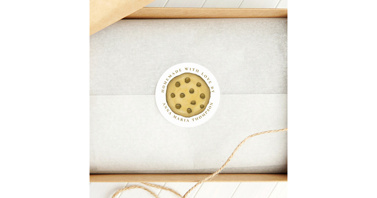 Cute Cookie Whimsical Homemade with Love Classic Round Sticker | Zazzle