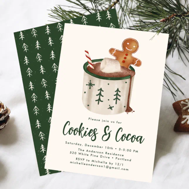 Cute Cookies and Cocoa Holiday Party Invitation | Zazzle