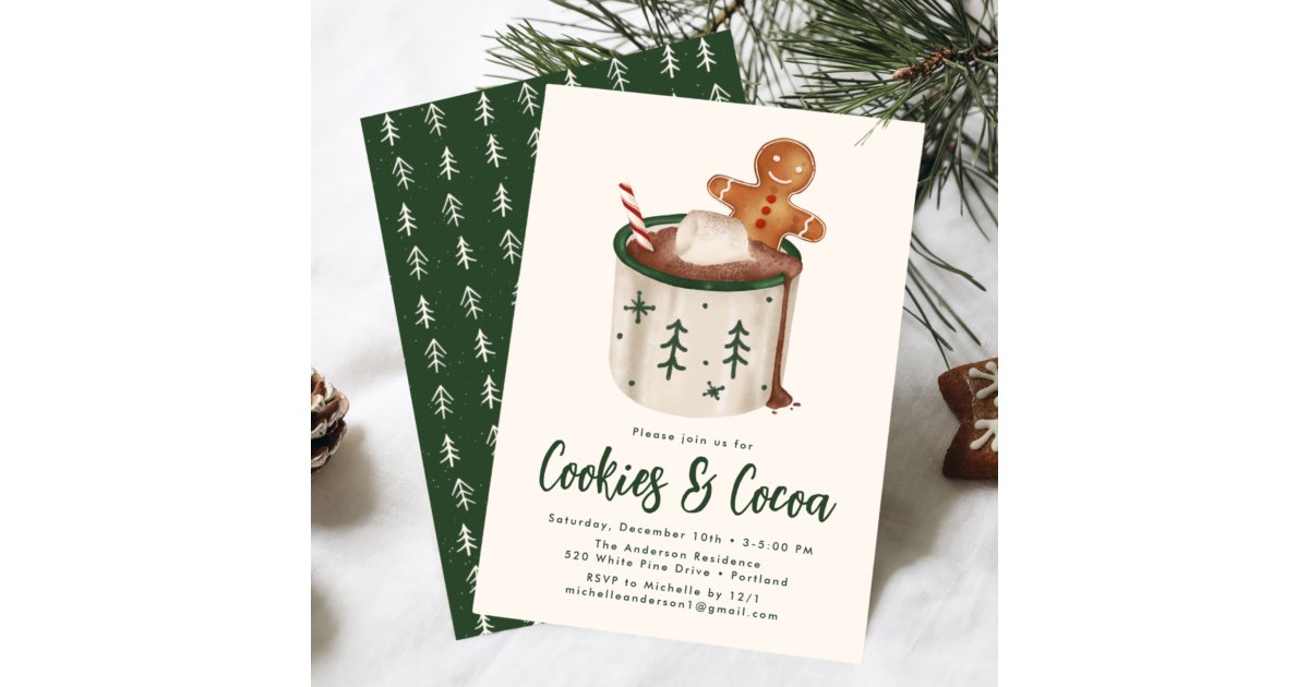 Cute Cookies and Cocoa Holiday Party Invitation | Zazzle