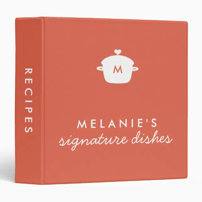 Cute Cooking Pot | Orange Monogram Binder | Zazzle