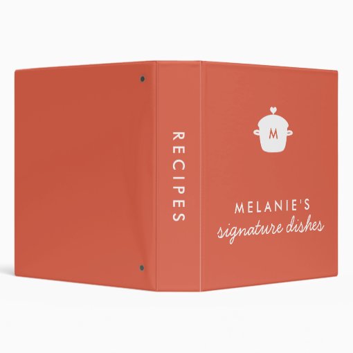 Cute Cooking Pot | Orange Monogram Binder | Zazzle