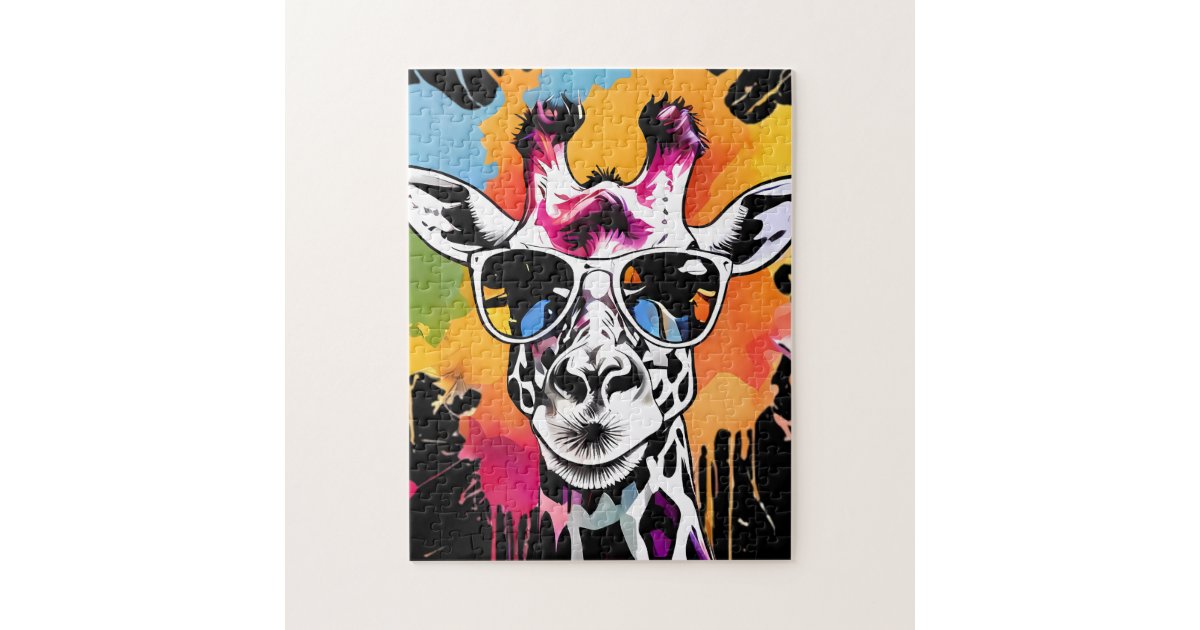 Cute Cool Giraffe with Sunglasses Jigsaw Puzzle | Zazzle