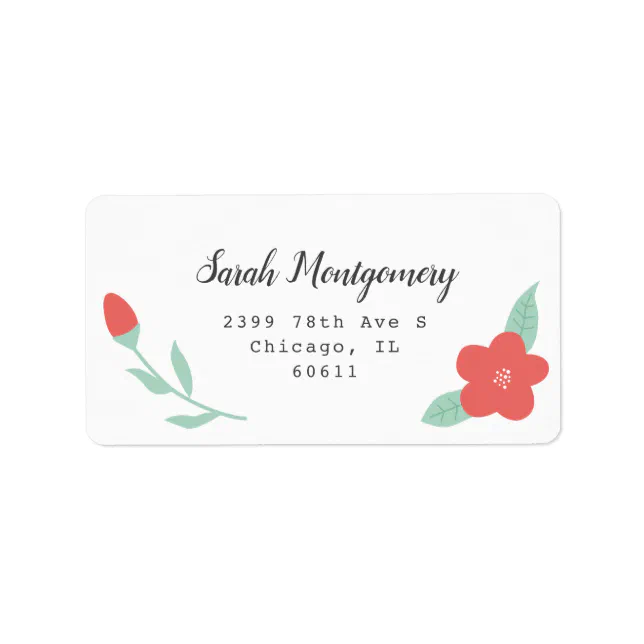 Cute Coral Floral Garden Return Address Label | Zazzle