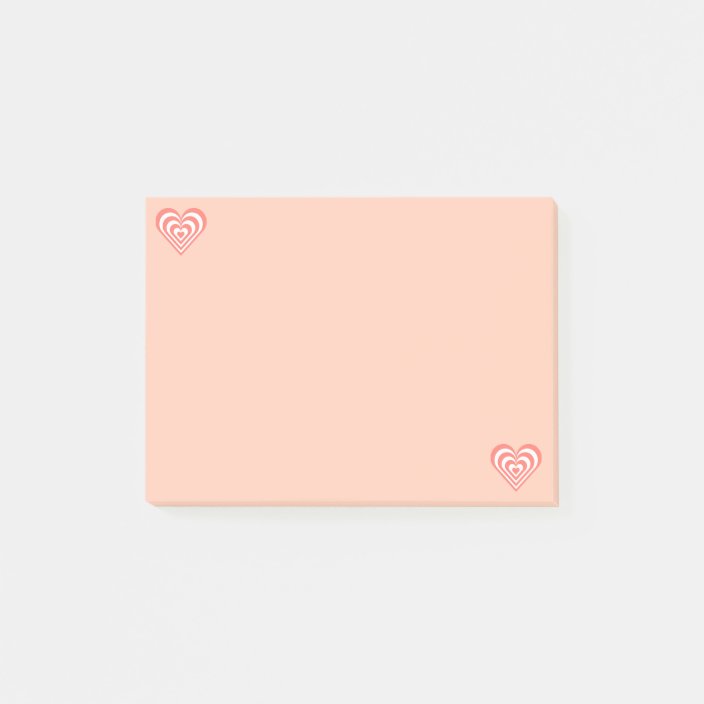 Cute coral pink and white hearts on light pink post-it notes | Zazzle.com