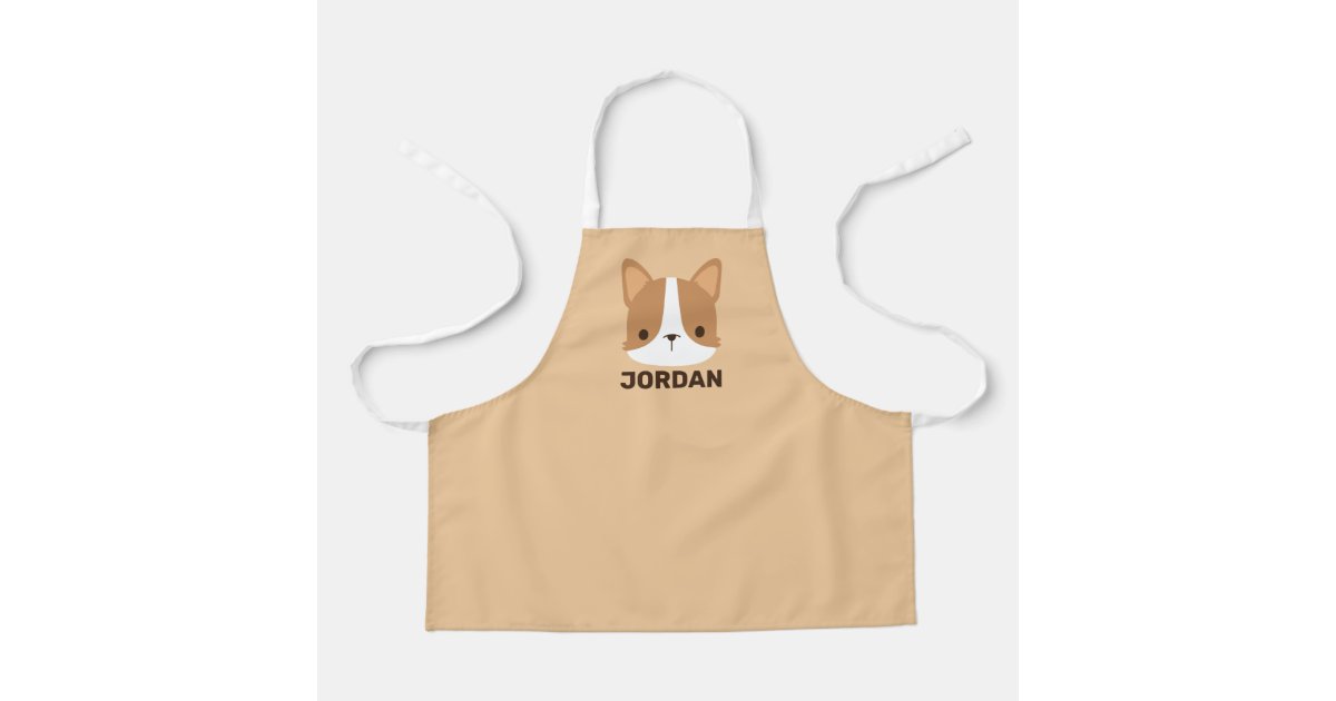 Cute Corgi Dog with Personalized Name Apron | Zazzle