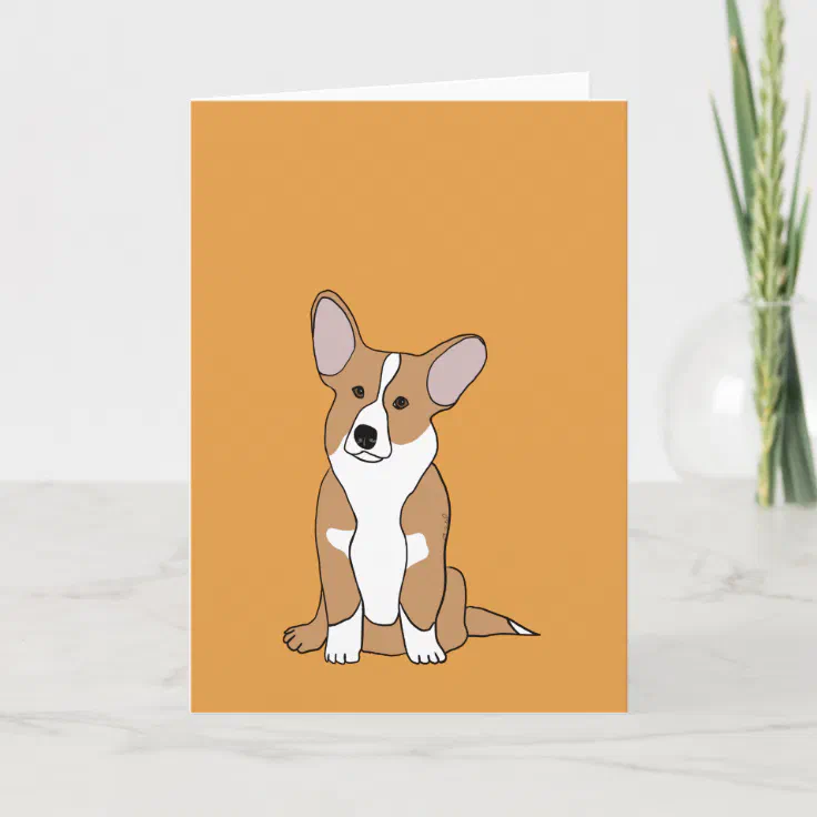 Cute Corgi Greeting Card - Customizable | Zazzle