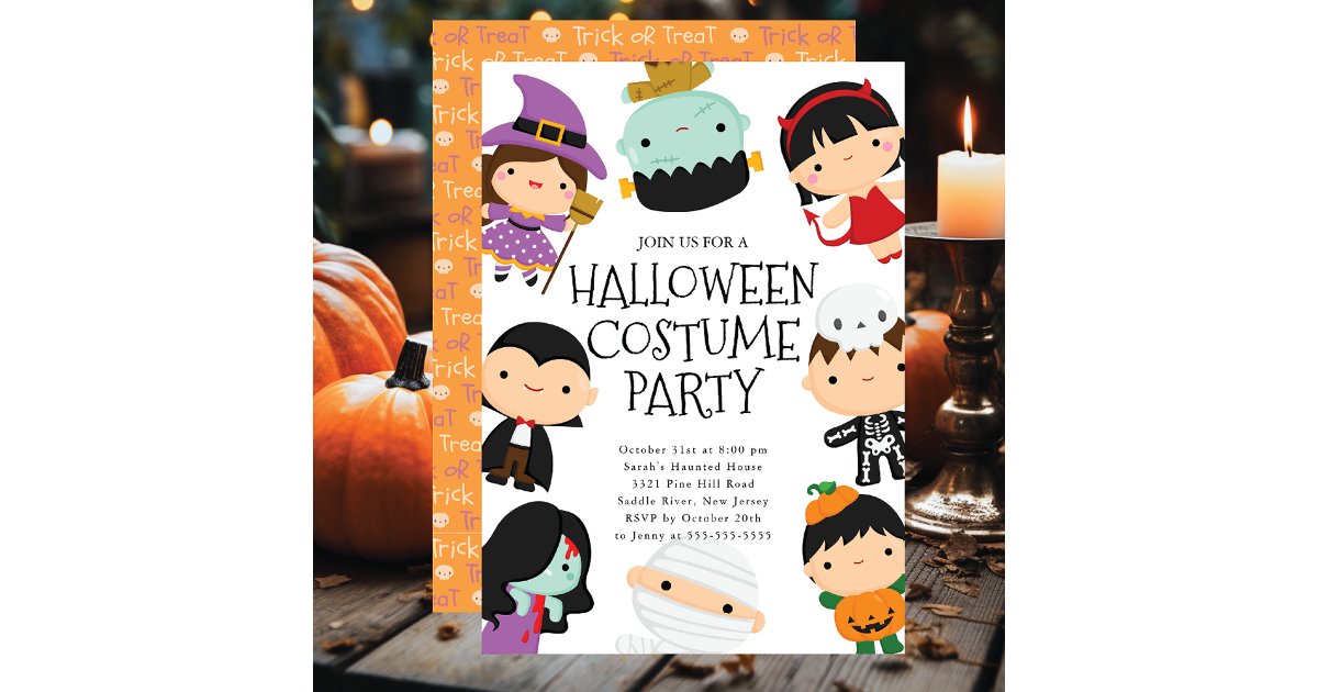 Cute Costume Halloween Party Invitation | Zazzle