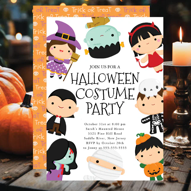 Cute Costume Halloween Party Invitation | Zazzle