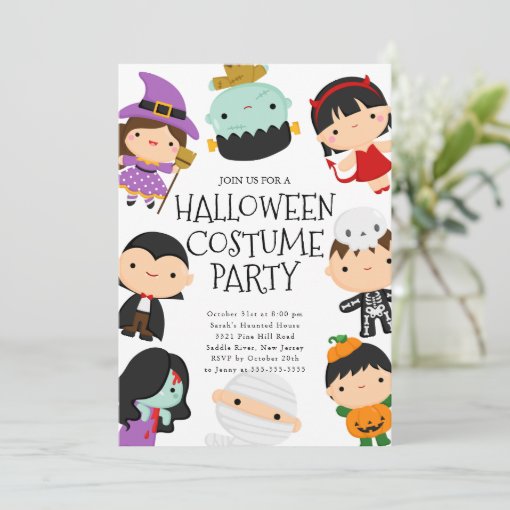 Cute Costume Halloween Party Invitation | Zazzle