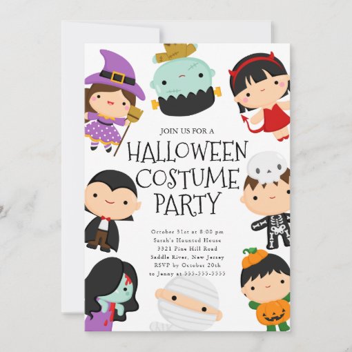 Cute Costume Halloween Party Invitation | Zazzle