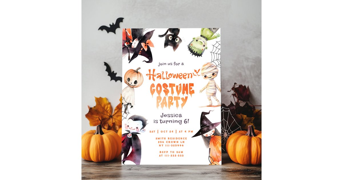 Cute Costume party Halloween kids birthday Invitation | Zazzle