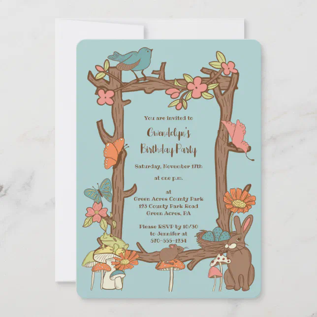Cute Cottagecore Aesthetic Birds and Animals Invitation | Zazzle