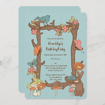 Cute Cottagecore Aesthetic Birds and Animals Invitation | Zazzle