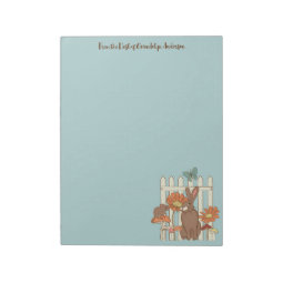 Cute Cottagecore Animals Light Blue Writing Paper Notepad | Zazzle