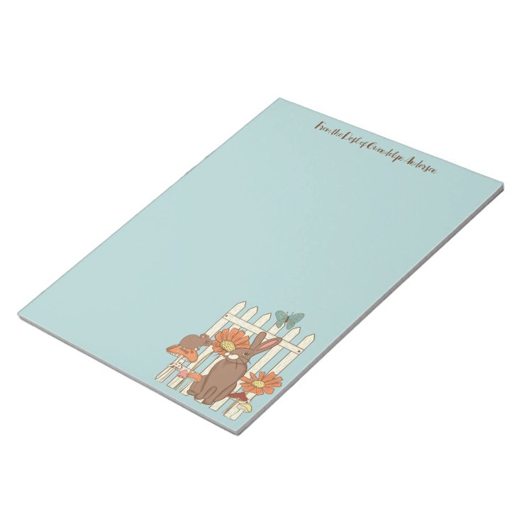 Cute Cottagecore Animals Light Blue Writing Paper Notepad | Zazzle
