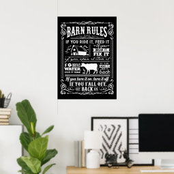 cute Country Barn rules word art Poster | Zazzle