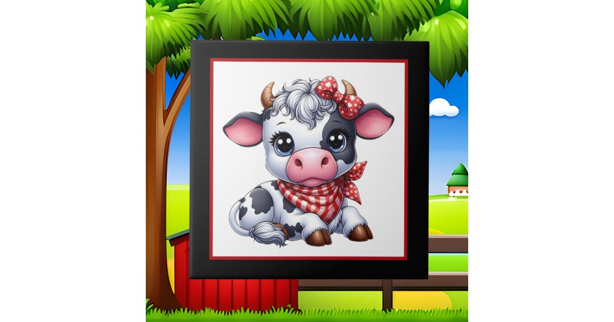 Cute Country cow ceramic tile | Zazzle