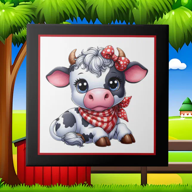 Cute Country cow ceramic tile | Zazzle