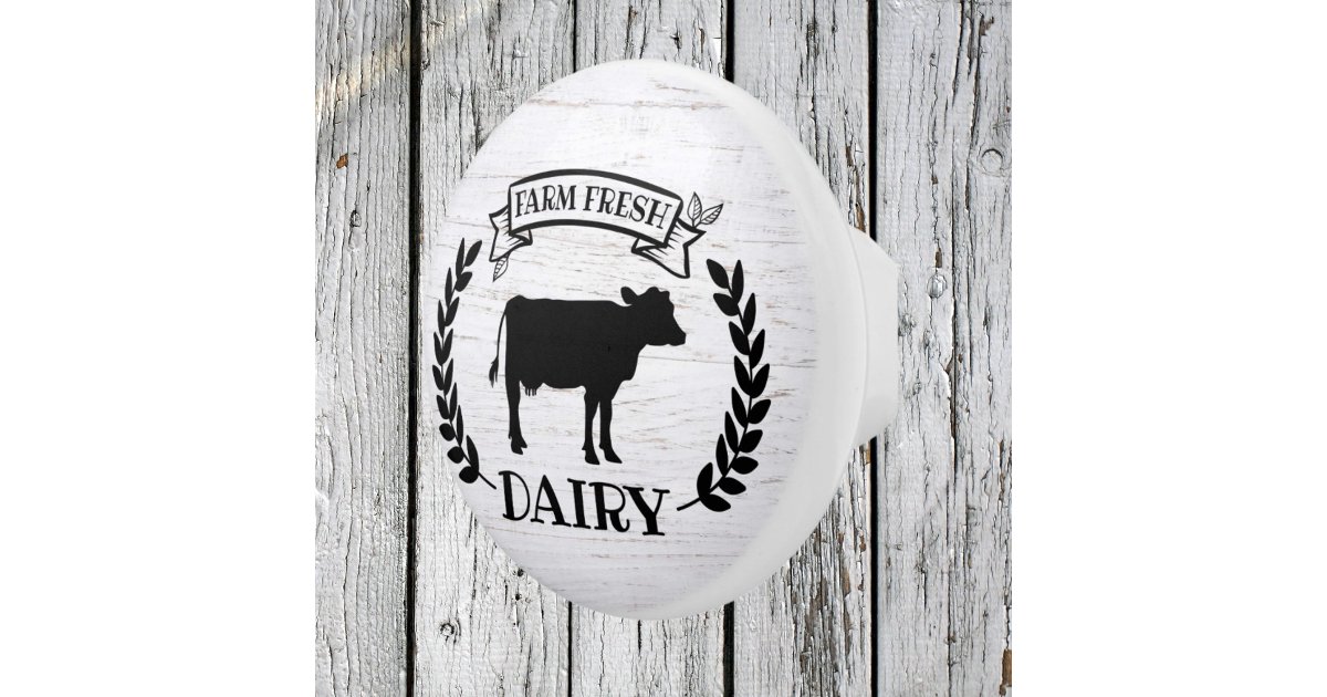 cute Country cow farm fresh kitchen Ceramic Knob | Zazzle