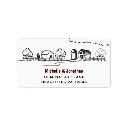 Cute Country Farm Black, White and Red Address Label | Zazzle