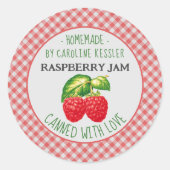 Cute Country Farm Home Made Raspberry Jam Canning Classic Round Sticker ...