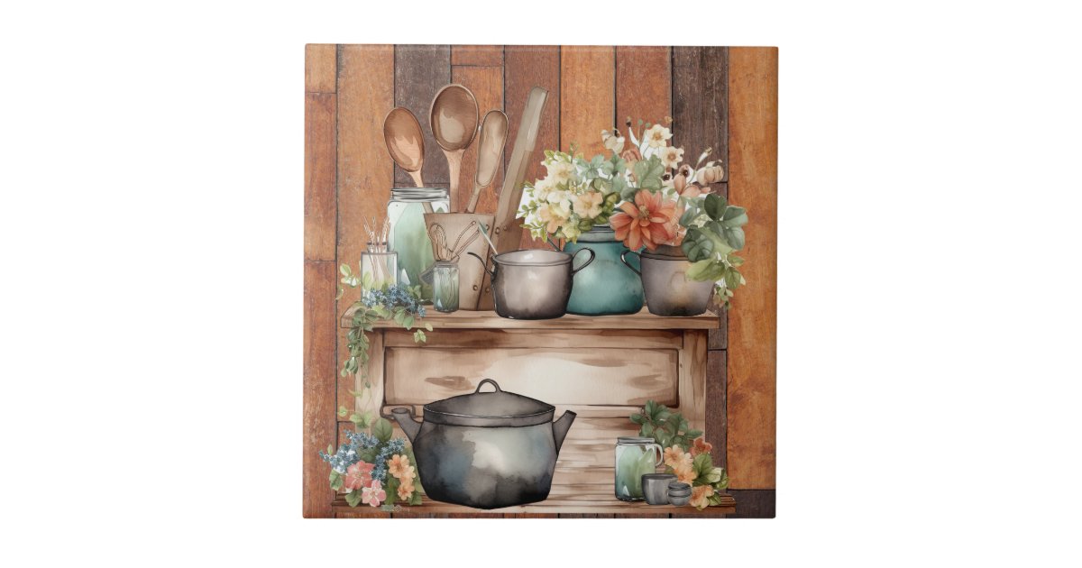 cute Country kitchen lovers Ceramic Tile | Zazzle