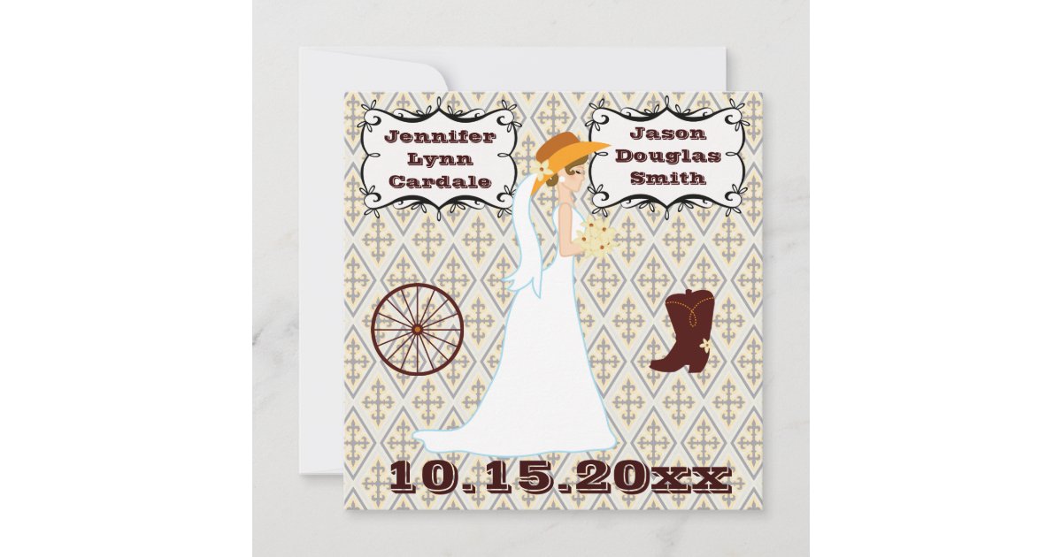Cute Country Western Cowboy Wedding Invitations | Zazzle