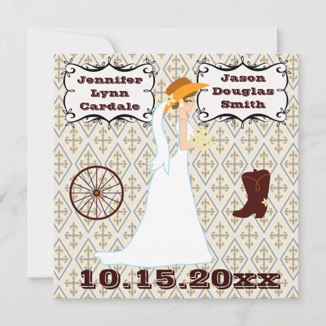 Cute Country Western Cowboy Wedding Invitations | Zazzle