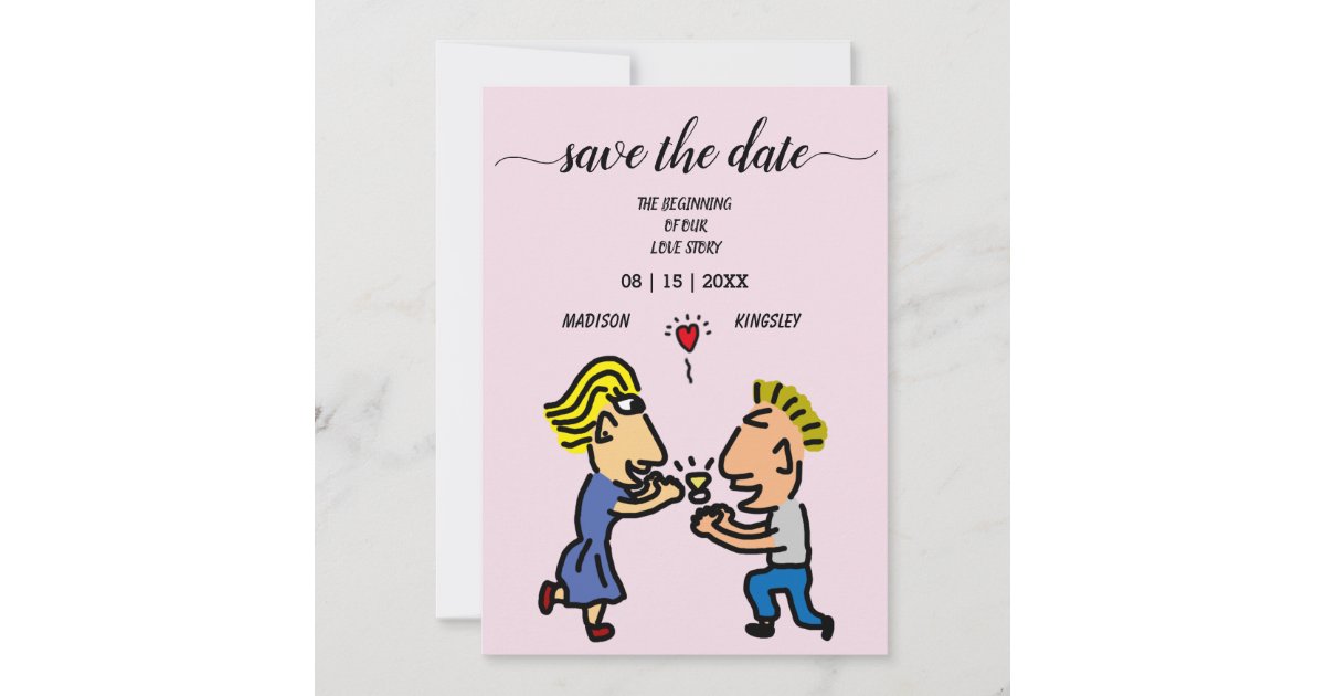 Cute Couple Colorful Original Cartoon Artwork CARD | Zazzle