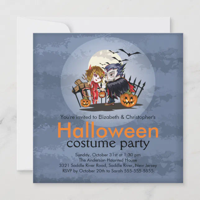 Cute Couple Halloween Costume Party Invitation | Zazzle