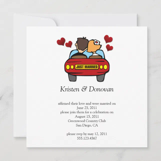 Cute Couple Just Married Post Wedding Celebration Invitation | Zazzle