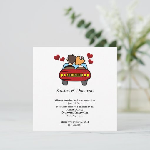 Cute Couple Just Married Post Wedding Celebration Invitation | Zazzle