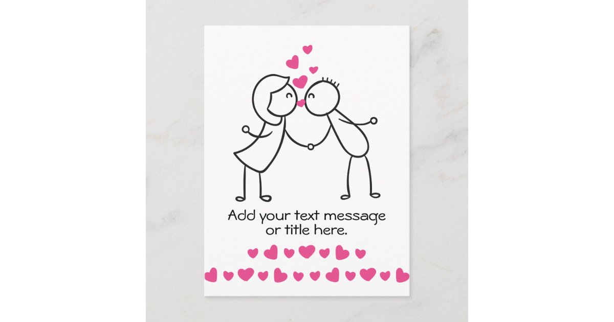 Cute Couple Kissing Add Your Text Postcard | Zazzle