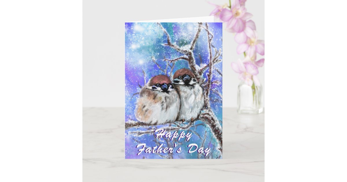 Cute Couple Sparrows Father's Day Card | Zazzle